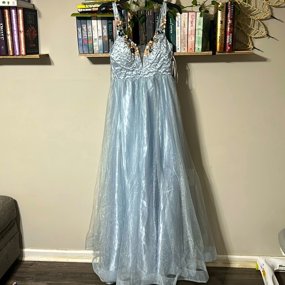 My Michelle | Dresses | Beautiful Bead Embroidered Powder Blue Prom ...
